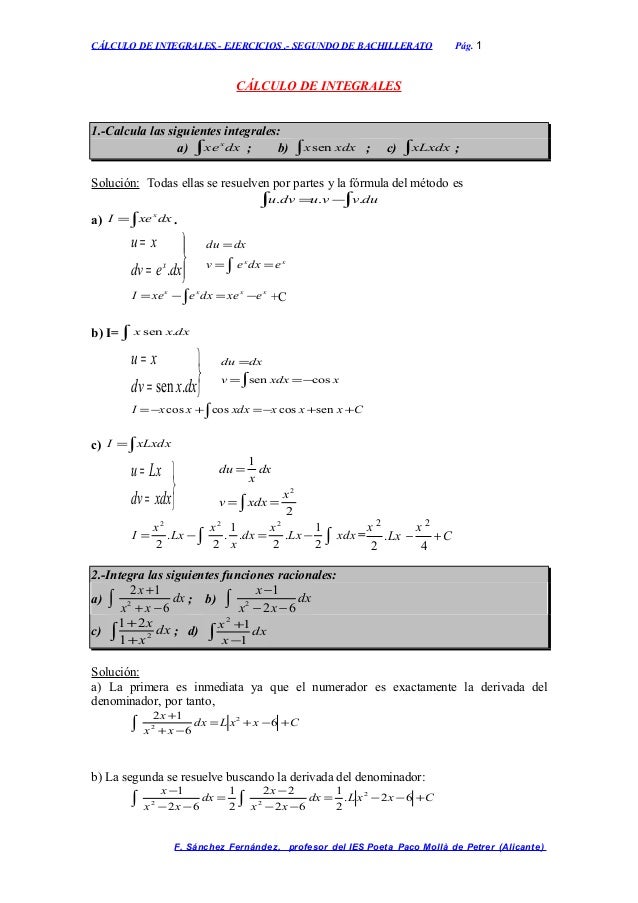 INTEGRALES INDEFINIDAS EJERCICIOS RESUELTOS PDF INTEGRALES INDEFINIDAS EJERCICIOS RESUELTOS PDF